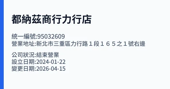 都納茲商行力行店的照片-統編 95032609(新北市) 公司登記資料與營業項目詳細圖表