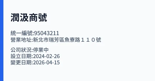 潤汲商號的照片-統編 95043211(新北市) 公司登記資料與營業項目詳細圖表