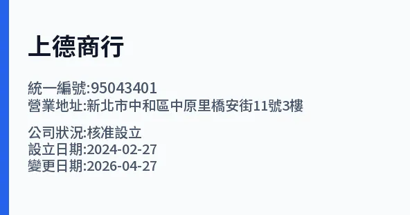 上德商行的照片-統編 95043401(新北市) 公司登記資料與營業項目詳細圖表