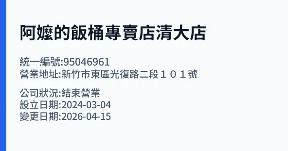 阿嬤的飯桶專賣店清大店的照片-統編 95046961(新竹市) 公司登記資料與營業項目詳細圖表