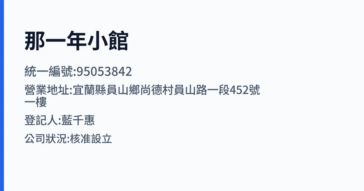 那一年小館 - 統編 95053842(宜蘭縣) 公司登記資料與營業項目詳細圖表