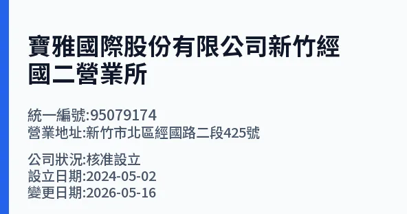 寶雅國際股份有限公司新竹經國二營業所的照片-統編 95079174(新竹市) 公司登記資料與營業項目詳細圖表