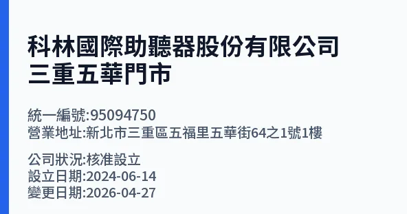 科林國際助聽器股份有限公司三重五華門市的照片-統編 95094750(新北市) 公司登記資料與營業項目詳細圖表