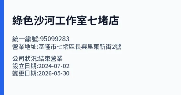 綠色沙河工作室七堵店的照片-統編 95099283(基隆市) 公司登記資料與營業項目詳細圖表