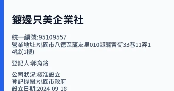 鍍邊只美企業社的照片-統編 95109557(桃園市) 公司登記資料與營業項目詳細圖表