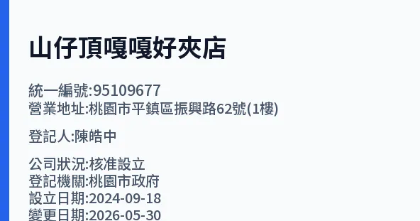 山仔頂嘎嘎好夾店的照片-統編 95109677(桃園市) 公司登記資料與營業項目詳細圖表