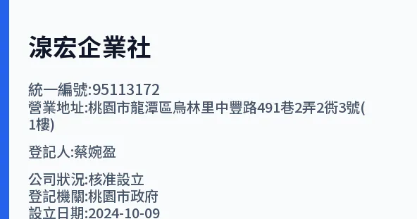 湶宏企業社的照片-統編 95113172(桃園市) 公司登記資料與營業項目詳細圖表