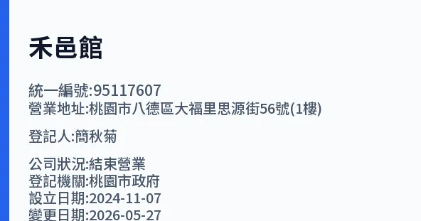 禾邑館的照片-統編 95117607(桃園市) 公司登記資料與營業項目詳細圖表