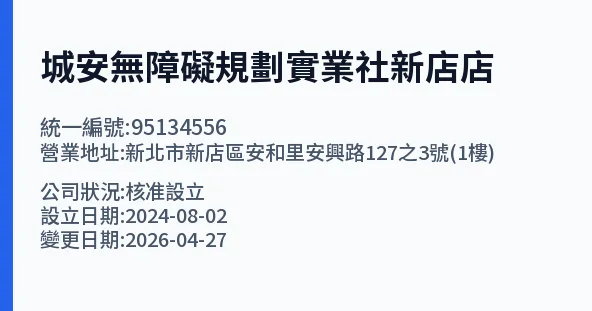 城安無障礙規劃實業社新店店的照片-統編 95134556(新北市) 公司登記資料與營業項目詳細圖表