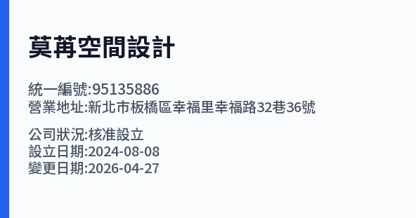 莫苒空間設計的照片-統編 95135886(新北市) 公司登記資料與營業項目詳細圖表