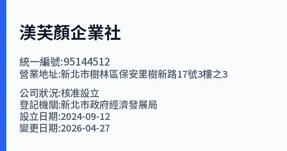 渼芙顏企業社的照片-統編 95144512(新北市) 公司登記資料與營業項目詳細圖表