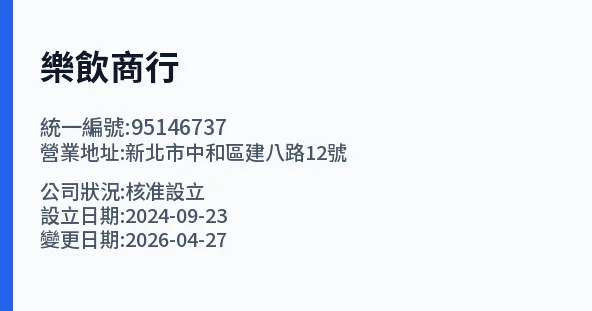樂飲商行的照片-統編 95146737(新北市) 公司登記資料與營業項目詳細圖表