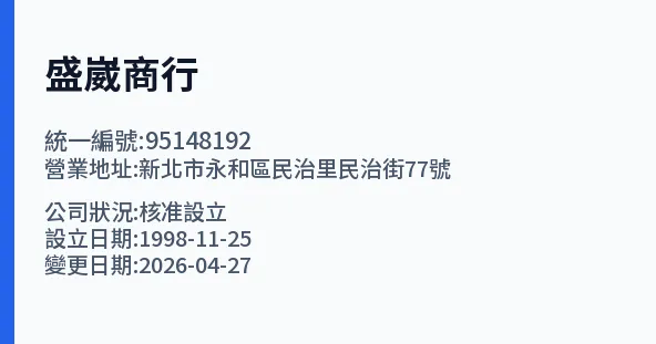 盛崴商行的照片-統編 95148192(新北市) 公司登記資料與營業項目詳細圖表