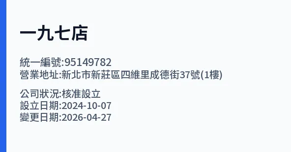 一九七店的照片-統編 95149782(新北市) 公司登記資料與營業項目詳細圖表