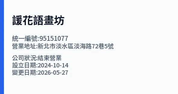 諼花語畫坊的照片-統編 95151077(新北市) 公司登記資料與營業項目詳細圖表
