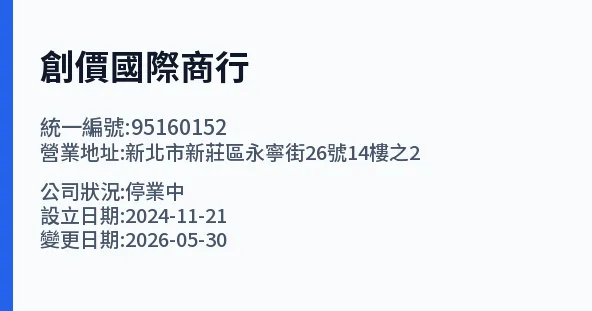 創價國際商行的照片-統編 95160152(新北市) 公司登記資料與營業項目詳細圖表