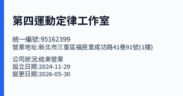 第四運動定律工作室的照片-統編 95162399(新北市) 公司登記資料與營業項目詳細圖表