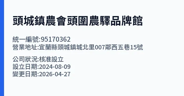 頭城鎮農會頭圍農驛品牌館的照片-統編 95170362(宜蘭縣) 公司登記資料與營業項目詳細圖表