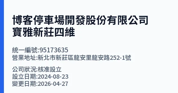 博客停車場開發股份有限公司寶雅新莊四維的照片-統編 95173635(新北市) 公司登記資料與營業項目詳細圖表