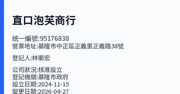 直口泡芙商行的照片-統編 95176838(基隆市) 公司登記資料與營業項目詳細圖表