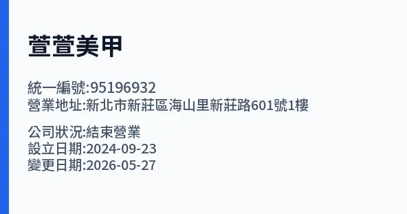 萱萱美甲的照片-統編 95196932(新北市) 公司登記資料與營業項目詳細圖表