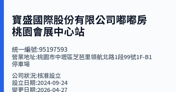 寶盛國際股份有限公司嘟嘟房桃園會展中心站的照片-統編 95197593(桃園市) 公司登記資料與營業項目詳細圖表