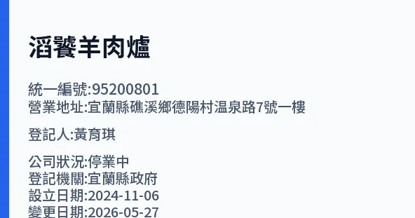 滔饕羊肉爐的照片-統編 95200801(宜蘭縣) 公司登記資料與營業項目詳細圖表