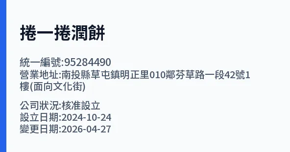 捲一捲潤餅的照片-統編 95284490(南投縣) 公司登記資料與營業項目詳細圖表
