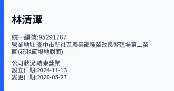 林清潭的照片-統編 95291767(臺中市) 公司登記資料與營業項目詳細圖表
