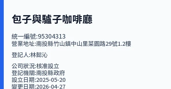 包子與驢子咖啡廳的照片-統編 95304313(南投縣) 公司登記資料與營業項目詳細圖表