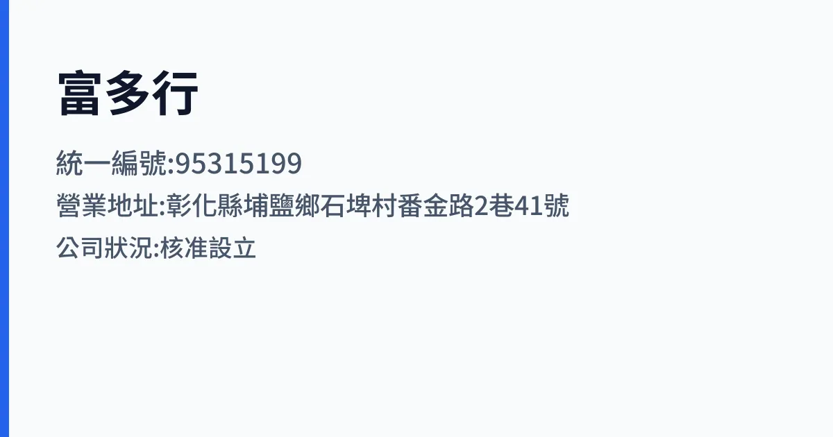 富多行 - 統編 95315199（彰化縣） 公司登記資料與營業項目詳細圖表