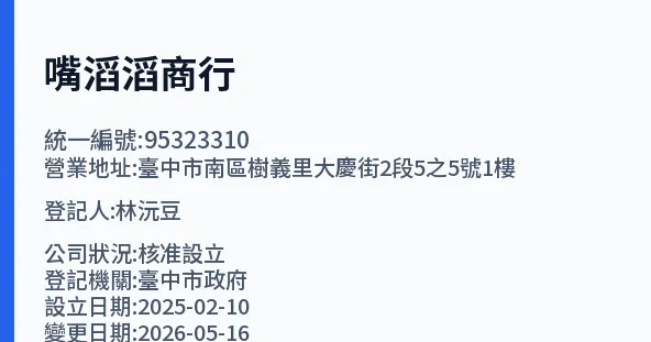 嘴滔滔商行的照片-統編 95323310(臺中市) 公司登記資料與營業項目詳細圖表