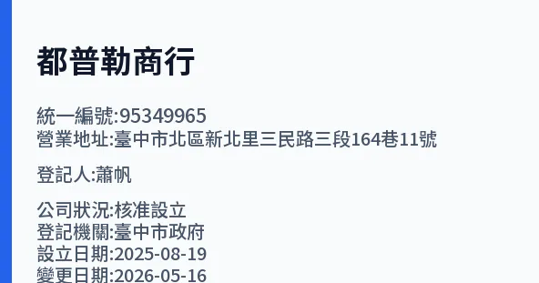 都普勒商行的照片-統編 95349965(臺中市) 公司登記資料與營業項目詳細圖表