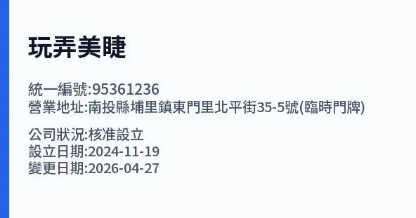 玩弄美睫的照片-統編 95361236(南投縣) 公司登記資料與營業項目詳細圖表