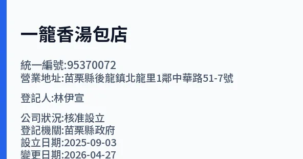 一籠香湯包店的照片-統編 95370072(苗栗縣) 公司登記資料與營業項目詳細圖表