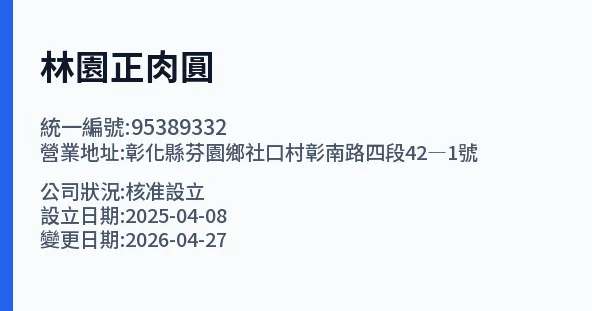 林園正肉圓的照片-統編 95389332(彰化縣) 公司登記資料與營業項目詳細圖表