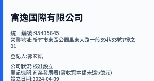 富逸國際有限公司的照片-統編 95435645(新竹市) 公司登記資料與營業項目詳細圖表