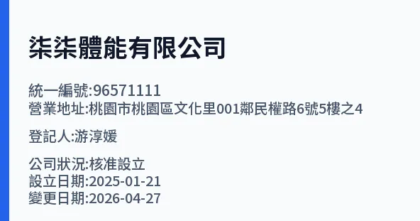柒柒體能有限公司的照片-統編 96571111(桃園市) 公司登記資料與營業項目詳細圖表