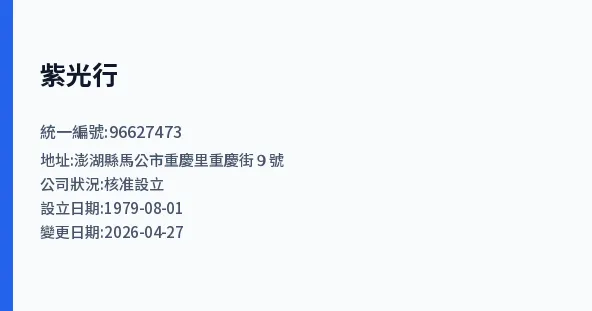紫光行的照片-統編 96627473(澎湖縣) 公司登記資料與營業項目詳細圖表