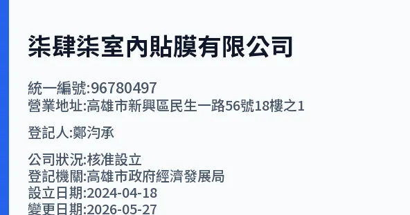 柒肆柒室內貼膜有限公司的照片-統編 96780497(高雄市) 公司登記資料與營業項目詳細圖表