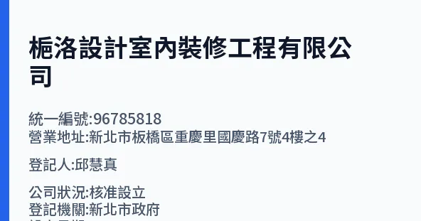 梔洛設計室內裝修工程有限公司的照片-統編 96785818(新北市) 公司登記資料與營業項目詳細圖表