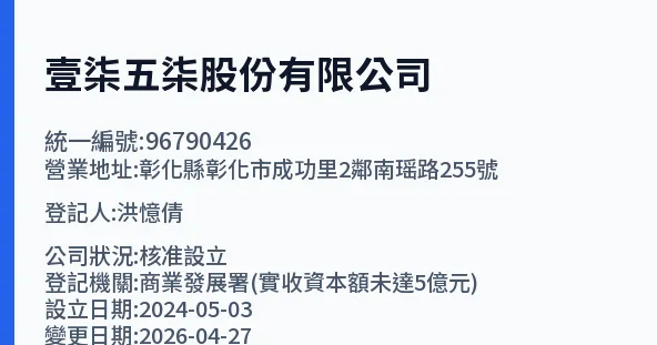 壹柒五柒股份有限公司的照片-統編 96790426(彰化縣) 公司登記資料與營業項目詳細圖表