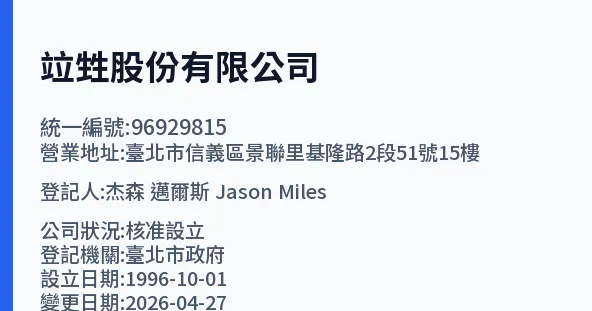 竝甡股份有限公司的照片-統編 96929815(臺北市) 公司登記資料與營業項目詳細圖表
