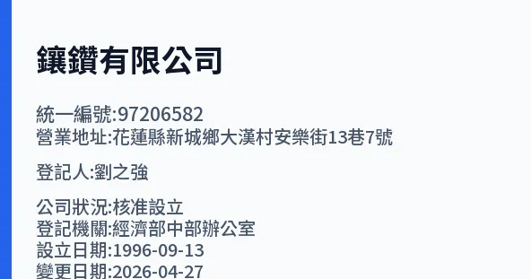 鑲鑽有限公司的照片-統編 97206582(花蓮縣) 公司登記資料與營業項目詳細圖表