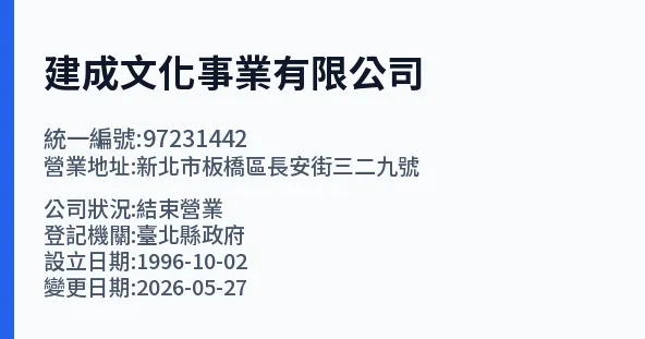 建成文化事業有限公司的照片-統編 97231442(新北市) 公司登記資料與營業項目詳細圖表