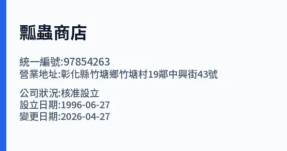 瓢蟲商店的照片-統編 97854263(彰化縣) 公司登記資料與營業項目詳細圖表