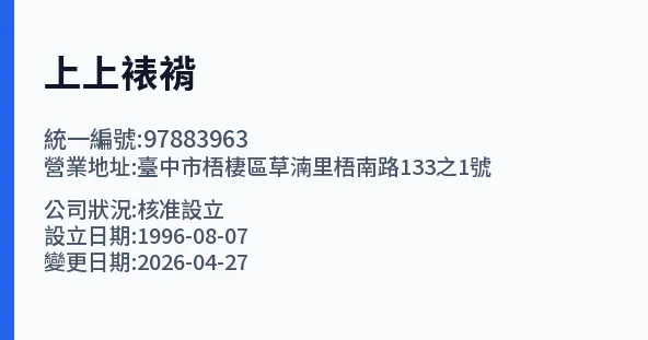 上上裱褙的照片-統編 97883963(臺中市) 公司登記資料與營業項目詳細圖表