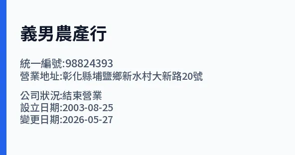 義男農產行的照片-統編 98824393(彰化縣) 公司登記資料與營業項目詳細圖表