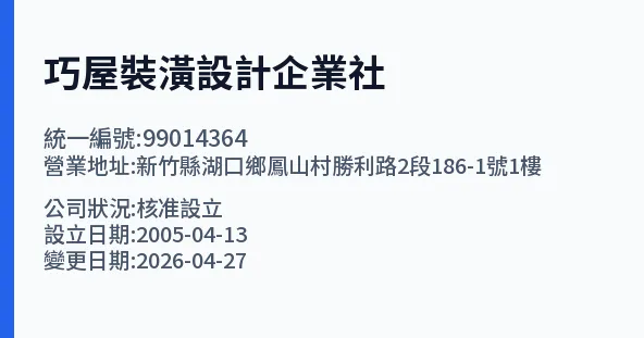 巧屋裝潢設計企業社的照片-統編 99014364(新竹縣) 公司登記資料與營業項目詳細圖表