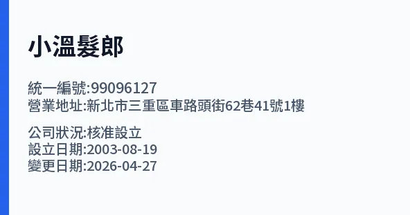 小溫髮郎的照片-統編 99096127(新北市) 公司登記資料與營業項目詳細圖表